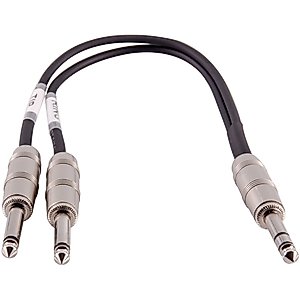 Seismic Audio 1 Foot TRS Male to Dual 1/4 Inch TS Y Splitter Cable-Interface Cord (SA-Y81)