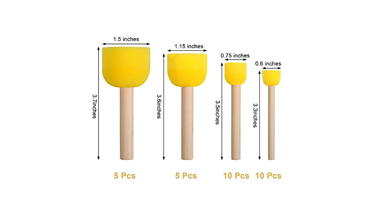 30 Pcs Round Sponge Brush Set for Acrylic Painting & Crafts