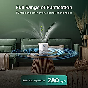 Air Purifiers for Bedroom Home, KOIOS H13 True HEPA Filter Air Purifiers for Desktop Office Car Pets with USB Cable, Small Air Cleaner, Night Light, Timer, Remove Smoke, Dust, Odors, Pollen
