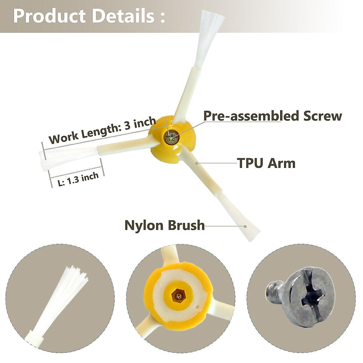 Side Brushes Compatible with IRobot Roomba all 800 900 Series 805 850 860 861 864 865 866 870 871 880 885 890 891 960 961 966 980 981 985 Vacuum Cleaner Parts Accessory