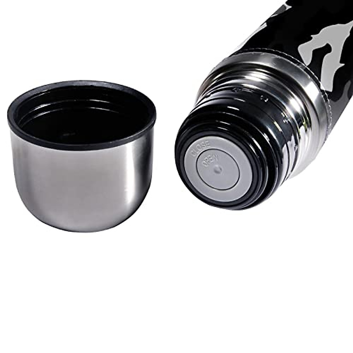 sdfsdfsd 17 oz Vacuum Insulated Stainless Steel Water Bottle Sports Coffee Travel Mug Flask Genuine Leather Wrapped BPA Free, Black and Grey Camouflage Pattern