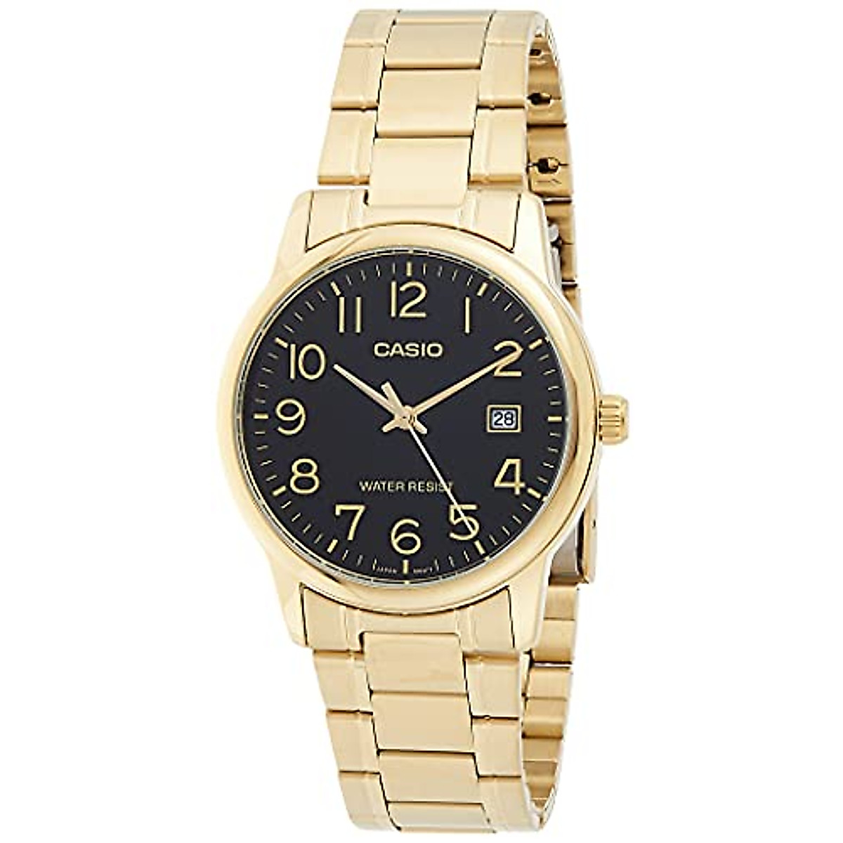 Casio #MTP-V002G-1B Men's Standard Analog Gold Tone Stainless Steel Date Watch