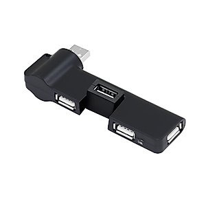 RIIEYOCA 4 Port USB 2.0 Hub, 90°/180° Degree rotatable USB Expansion allocator, for PC, Laptop, Keyboard, Mouse, Hard Drives and Other USB 2.0 Adapter(Black)