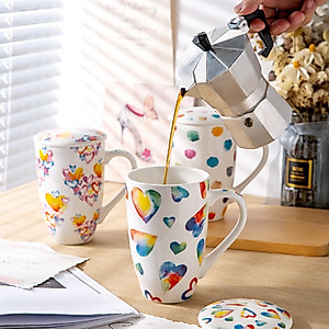 GBHOME Tea Mug with Infuser and Lid, 18 Ounce large Ceramic Loose Leaf Tea Cup,Microwave, Dishwasher Safe Tea Steeping Mug,Pefect Gift For Tea Lover