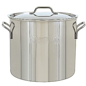 Bayou Classic 1440 40-qt Economy Stainless Kettle Features Heavy Duty Welded Handles for Secure Handling Domed Lid Perfect For Large Batch Cooking of Soups Stews Chili and Gumbo