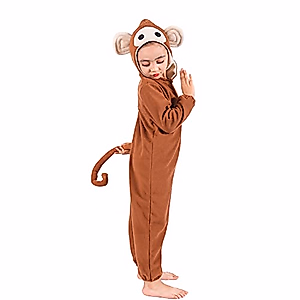 Kids Monkey Onesie Costume Boys Girls Animal Monkey Onesies Christmas Suit for Child Toddler with Banana Accessories