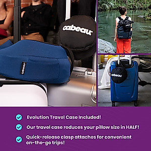 Cabeau Evolution S3 Airplane Travel Neck Pillow - Memory Foam Neck Support With Seat Strap Attachment (Jet Black)