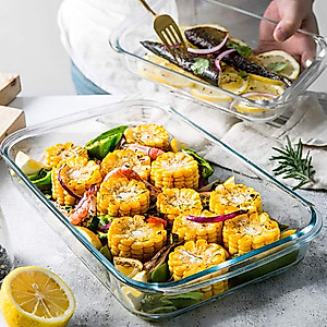 1 Liter Mini (5.5in x 8in) Glass Baking Dish for Oven, Single Serving Glass Pan for Cooking Small Glass Casserole Dish Rectangular Baking Pan Glass Oven Bakeware