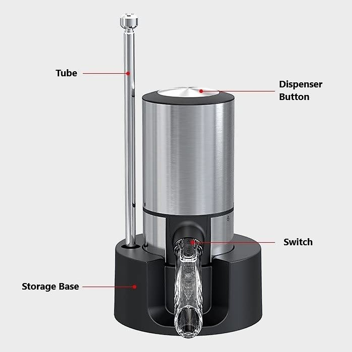 CorporateGiftPro Electric Wine Aerator and Decanter, Pump Dispenser Set, Smart Wine Dispenser, Best Wine Gifts (Stainless Steel - Battery Operated)