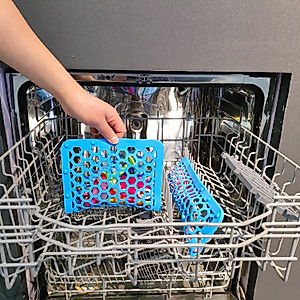 REVEX Silicone Baby Toy Dishwasher Bag,11.8"x7.9" Large Silicone Dishwasher Net for Toys Accessories and Pacifier (Blue)