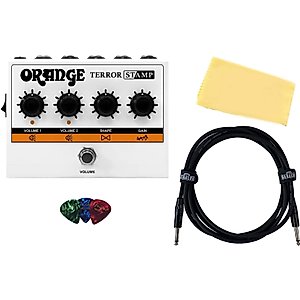Orange Terror Stamp Guitar Amplifier Pedal Bundle with Instrument Cable, Fender Picks, and Austin Bazaar Polishing Cloth