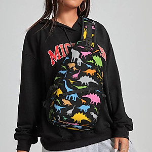 NiuKom Colorful Dinosaur Sling Backpack Crossbody Sling Bag for Women Men Shoulder Bag Travel Hiking Daypack