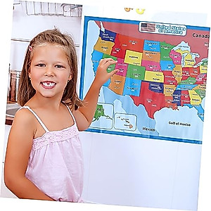 Tofficu Poster 4 Sheets United States map poster US map supplies accessories supply playroom decor usa map for synthetic paper Cartoon hanging pictures US Map Interesting Map Poster