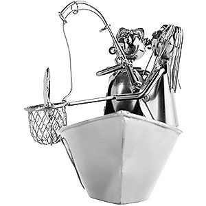 BRUBAKER Wine Bottle Holder Couple in Fishing Boat Sculptures and Figurines Decor Wine Racks and Stands Gifts Decoration