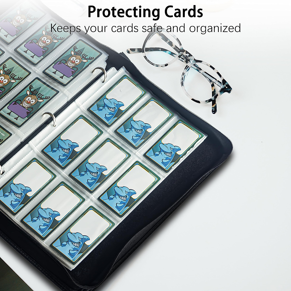 Binceen Trading Card Binder 900 Pockets, Portable Premium Card Album, Sturdy Card Holder Folders with Zipper for Baseball, Basketball and Football Cards (black)