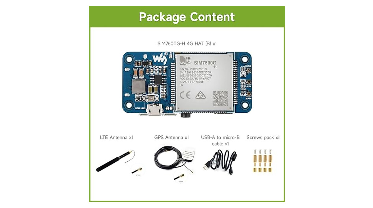 Waveshare SIM7600G-H 4G HAT for Raspberry Pi