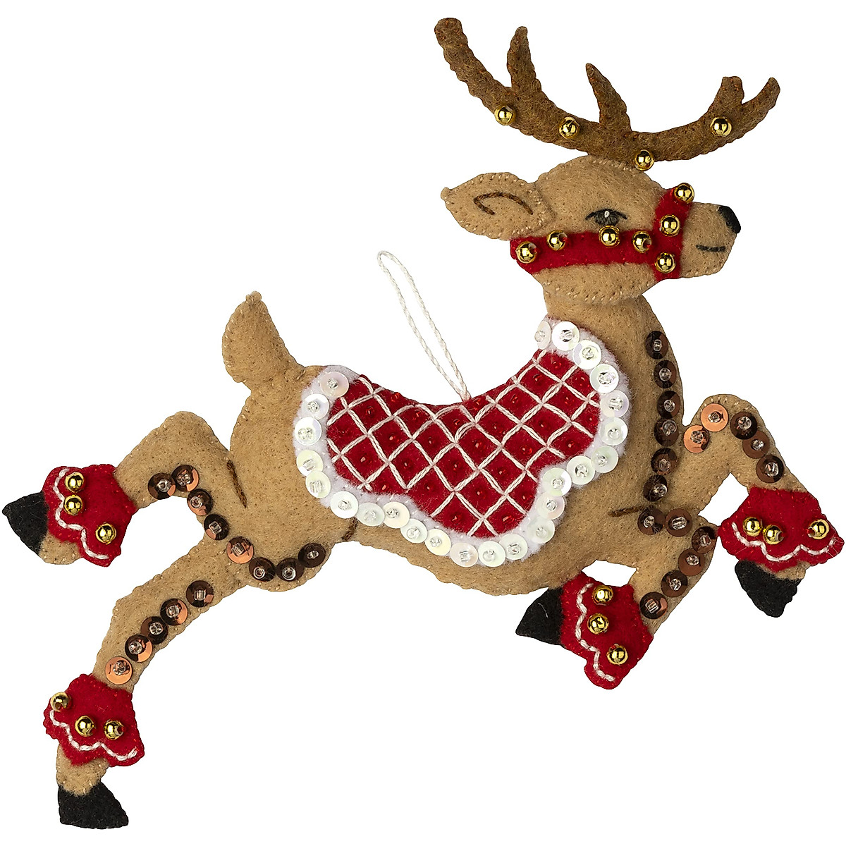 Bucilla Felt Applique 6 Piece Ornament Making Kit, Festive Reindeer, Perfect for DIY Arts and Crafts, 89299E