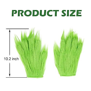Obavioy Green Furry Hand Gloves for Adult Halloween Christmas Cosplay Costume Accessories