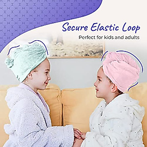 Turbie Twist Microfiber Hair Towel Wrap for Women and Men | 4 Pack | Quick Dry Turban for Drying Curly, Long & Thick Hair (Pink, Purple, Blue, Aqua)