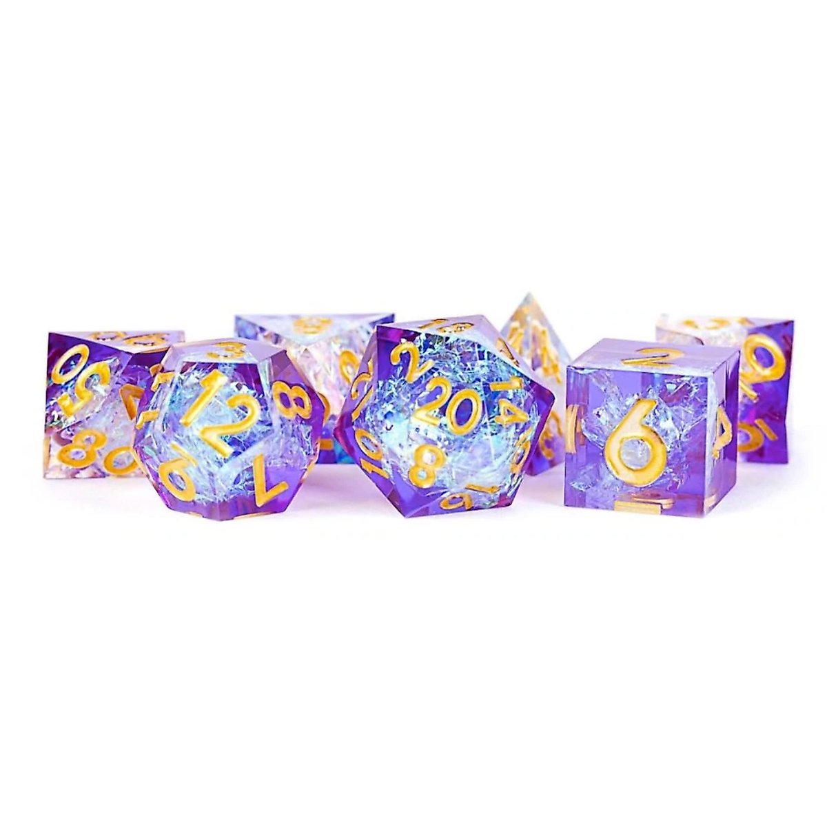FanRoll Handcrafted Sharp Edge Resin DND Dice Set: Royal Geode, Role Playing Game Dice for Dungeons and Dragons
