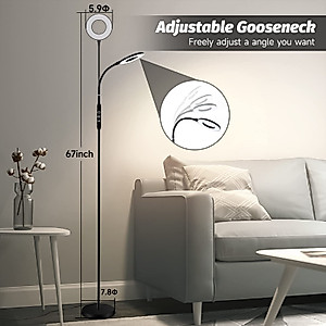 SOVELA LED Floor Lamp, Standing Lamp with Touch Control, 12W 1000LM 1800K-6000K 6 Brightness Adjustable Tall Lamp with Timer Memory, Modern Dimmable Floor Lamps for Living Room Bedroom Office, Black