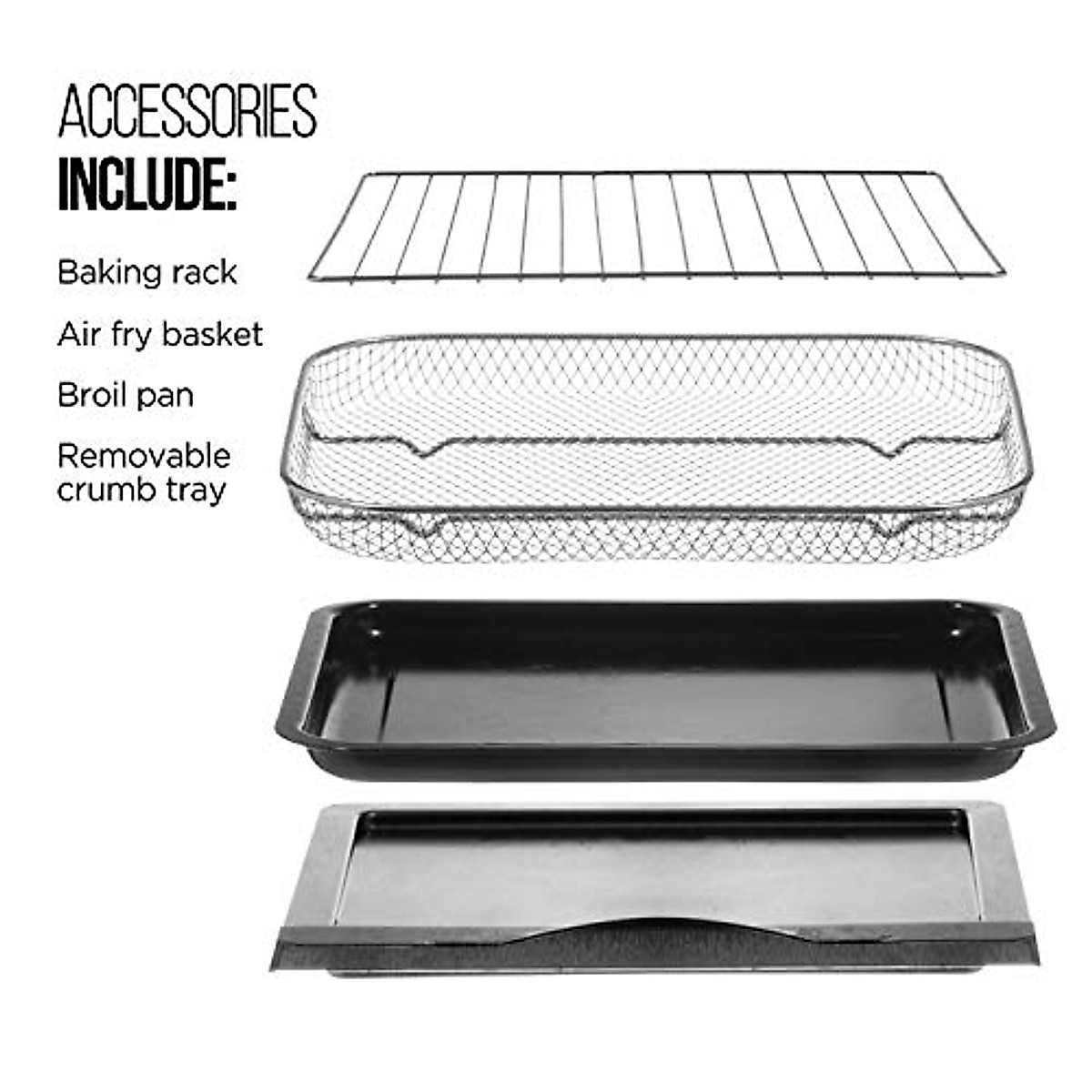 Chefman Air Fryer Toaster Oven, 6 Slice, 26 QT Convection AirFryer w/ Auto Shut-Off, 60 Min Timer; Roast, Bake, Fry Oil-Free, Nonstick Interior, Accessories & Cookbook Included, Stainless Steel/Black