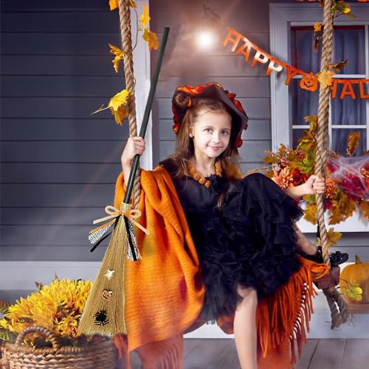 Kids Witches Broom - Halloween Decor Broom | Halloween Witch Broom with Detachable Handle, Reusable Witch Flying Broom Stick,Witch Wizard Costume Accessories, Wizard Broom-Stick Cosplay, Halloween