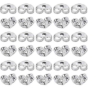 SANNIX 30pcs/15 Pairs 925 Sterling Silver Earring Backs Replacement Secure Ear Lockings