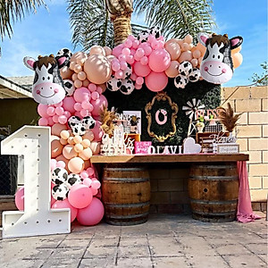 Cow Balloons Garland Arch Kit With Pink Double-Layer Nude Cow Print Balloon Animal Balloon Farm Cow Birthday Party Baby Shower Birthday Party Decorations