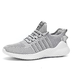 Mevlzz Mens Slip On Walking Shoes Lightweight Breathable Non Slip Running Shoes Comfortable Fashion Sneakers Workout Casual Sports Grey
