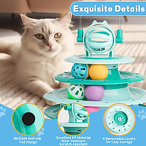 Goosheep Cat Toys Interactive Cat Toys for Indoor Cats Kitten Toys Interactive Cat Toy Cat Puzzle Toy Cat Ball Toy with 2 Cat Teasers (Green)