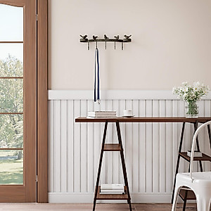 Lavish Home Decorative Birds on Ribbon Cast Iron Shabby Chic Rustic Wall Mount Hooks for Coats, Towels, Hats, Scarves, Jewelry, and More, (L) 19.25”x (W) 3.75”x (H) 6”