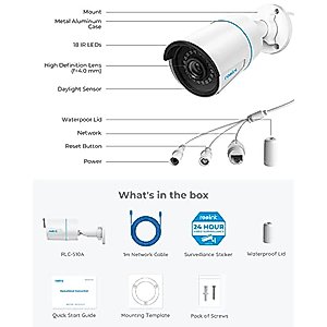 REOLINK Outdoor Security Cameras, Home Security Camera System for 5MP POE IP Surveillance, Smart Human/Vehicle Detection, Work with Smart Home, Up to 256GB microSD Card, RLC-510A(Pack of 2)