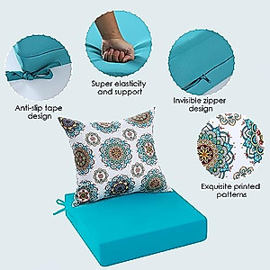 PrimePatio Outdoor Chair Cushions Set for Garden Furniture, Outdoor Cushions for Patio Furniture 24x24 Inch Waterproof Patio Deep Seat & Back Cushion, Replacement Cushions for Sofa Couch