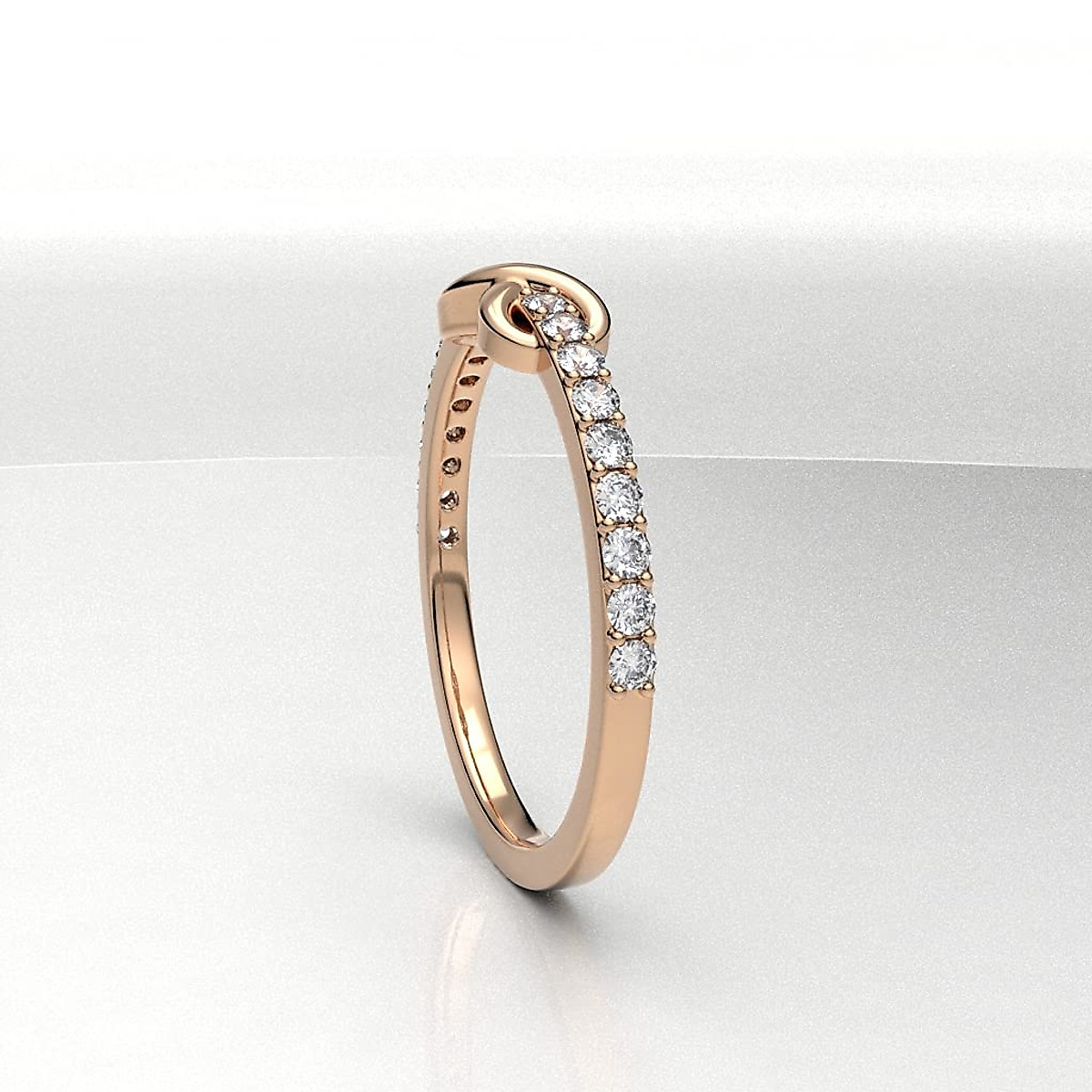 etneyjewels 0.14 Carat White Natural Round Infinity Design Diamond Engagement Ring For Women Set In 10 ct Solid Certified Rose Gold Minimal Jewellery For Her (Clarity I2,Color HI,9)