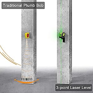 Huepar 3 - Point Laser, Self-leveling Green Beam Laser Level with Plumb Spots for Soldering and Points Reference Positioning, 197ft Working Range, Floor Stand and Magnetic Bracket Included- 9300G