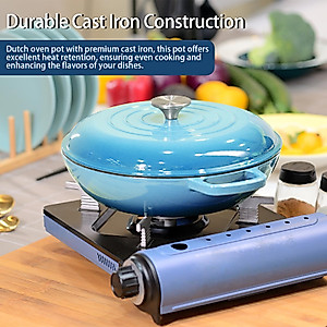 AILIBOO 3 Quart Enamel Cast Iron Dutch Oven Pot with Lid-Versatile dutch oven, excellent for stovetop cooking and baking various recipes-Oven Safe up to 500° For on Stovetop-Gradient Blue