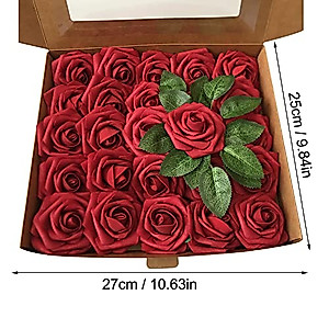 Realistic Rose Faux Rose PE Foam Rose Headband Flower Stems 25pcs Realistic Rose Wedding Centerpieces Bridal Show Bouquet Party Home DIY Floral Decoration Artificial Flower Centerpieces for (F, B)
