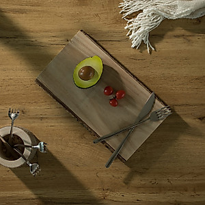 12" Rustic Natural Tree Log Wooden Rectangular Shape Serving Tray Cutting Board