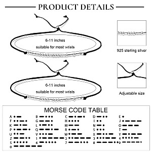MONOZO Family Gifts Morse Code Bracelets, Unique Husband and Wife Couple Matching Bracelets Secret Message Inspirational Christmas Birthday Valentine's Day Gifts for Husband Wife 2pcs