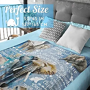 Elephant Gifts for Women, Just A Girl Who Loves Elephants, Throw Blanket for Sister, Daughter, Coworkers, Friends, 65 x 50 Inches, Blue