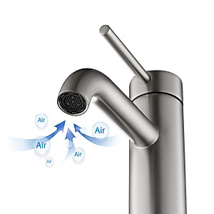 KIBI Circular Single Handle Bathroom Vanity Sink Faucet with Pop Up Drain | Solid Brass Lavatory Faucet with Water Supply Hose | Durable and Corrosion-Resistant | Brushed Nickel, KBF1008