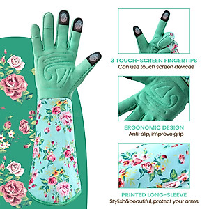 Ymomode Garden Gloves for Women - Long Sleeve Garden Gloves Ladies Light Protective Gloves for Yard & Outdoor Work