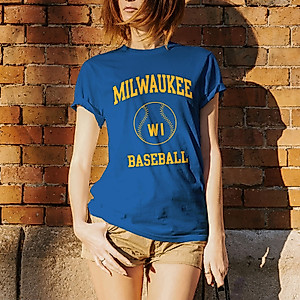 Milwaukee Classic Baseball Arch Basic Cotton T-Shirt - Large - Royal