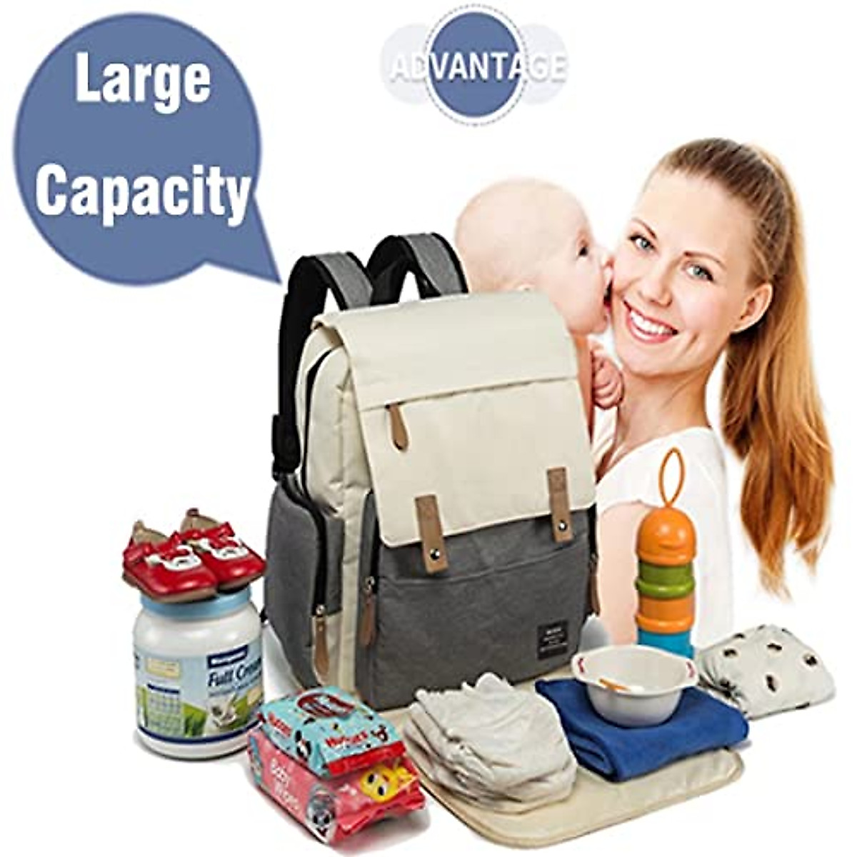 Cinkerr Diaper Bag Backpack for Mom, Large Backpack for Baby Boys/Girls, Portable Travel Mommy Bag with 3 Insulated Pockets, Baby Shower Gifts, Baby Registry Search Essentials for New Dads/Moms