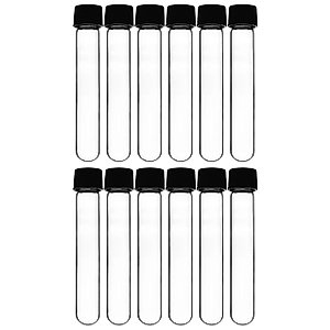 EISCO 12PK Test Tubes, 30ml - Bakelite Screw Cap with Rubber Liner - Borosilicate 3.3 Glass - 3.9" x 1" - Round Bottom - Leak Proof