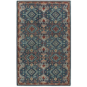 SAFAVIEH Heritage Collection 3' x 5' Blue/Multi HG422M Handmade Traditional Oriental Premium Wool Area Rug