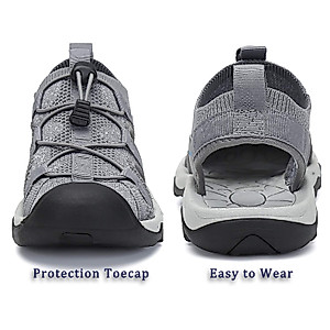 FLARUT Men's Sport Sandals Outdoor Hiking Sandals Closed Toe Mesh Athletic Lightweight Trail Walking Casual Sandals Water Shoes (C-Gray,40)