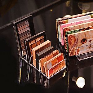 HFGFUEE Makeup Palette Organizer,Acrylic Eyeshadow Palette Pallet Holder,7 Sectons BPA Free Divided Make Up Blush,Contour Storage Holder Cosmetic Eye Shadow Display Stand Clear Rack Vanity Holder-2Pcs