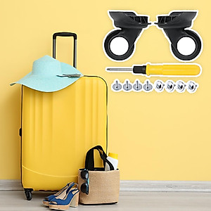 RDEXP Black 9.5x9.2x5cm Left & Right Luggage Wheels with 8 Screws DIY Replacement Set of 2